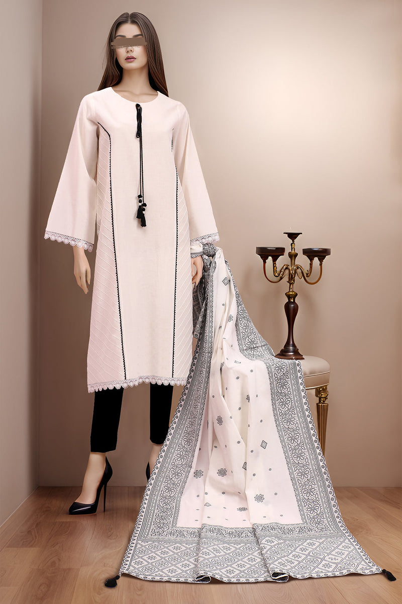 Unstitched Printed Khaddar 3 Piece – SAYA USA