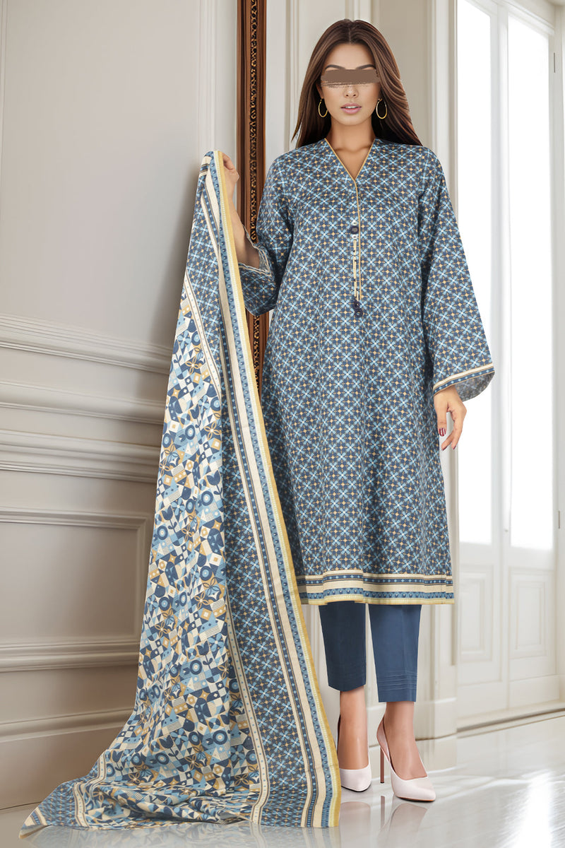 Unstitched Printed Cotton Khaddar 3 Piece – SAYA USA