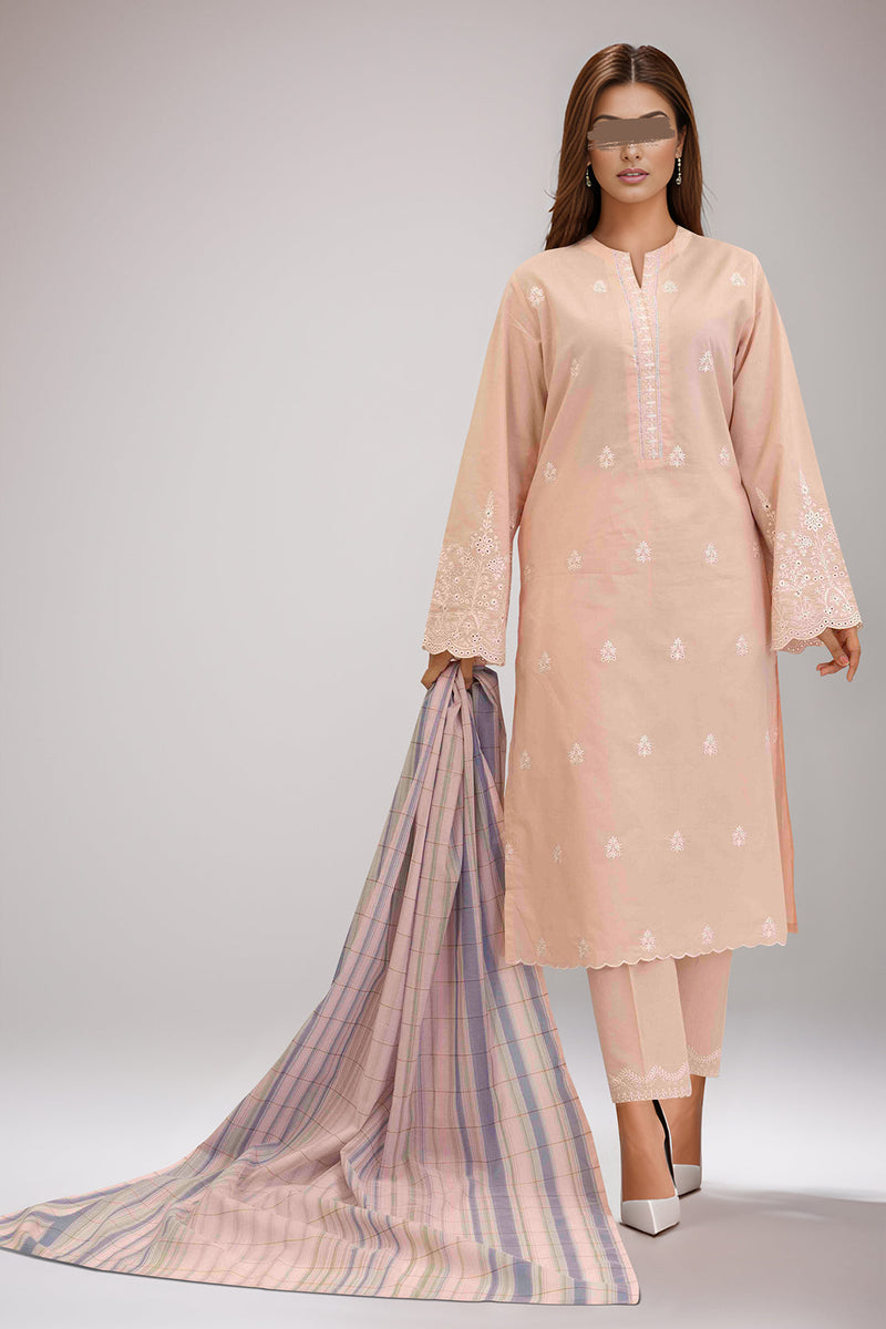 Solid Embroidered Cotton Stitched 3 Piece – SAYA USA