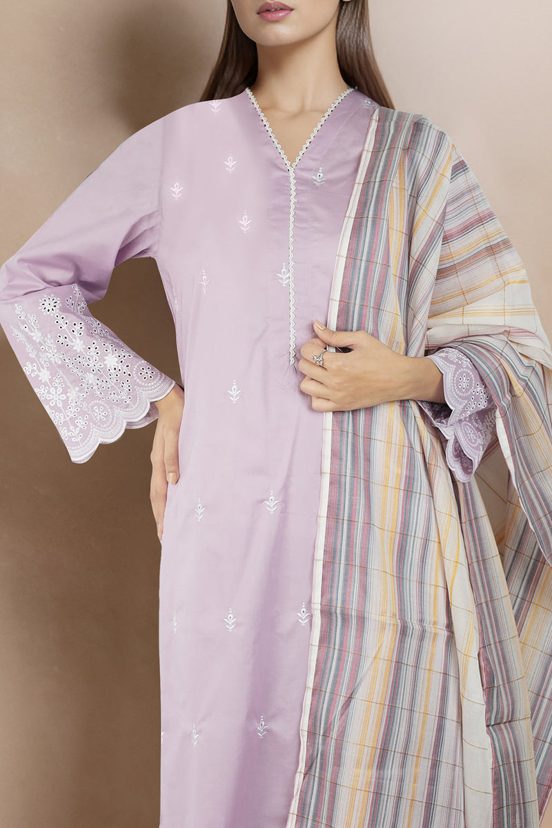 Solid Embroidered Cotton Stitched 3 Piece – SAYA USA