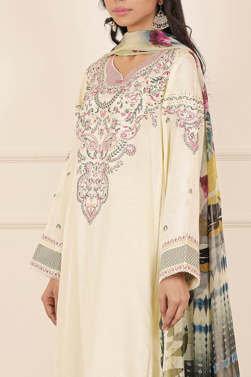 Luxury Pret Embroidered Raw Silk Stitched 3 Piece – SAYA USA