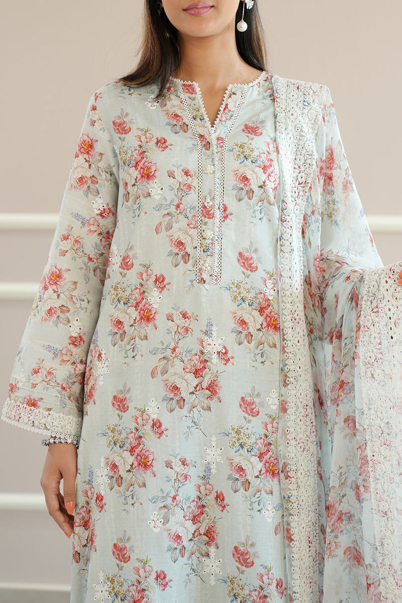 Printed Embroidered Cotton Jacquard Stitched 3 Piece – SAYA USA